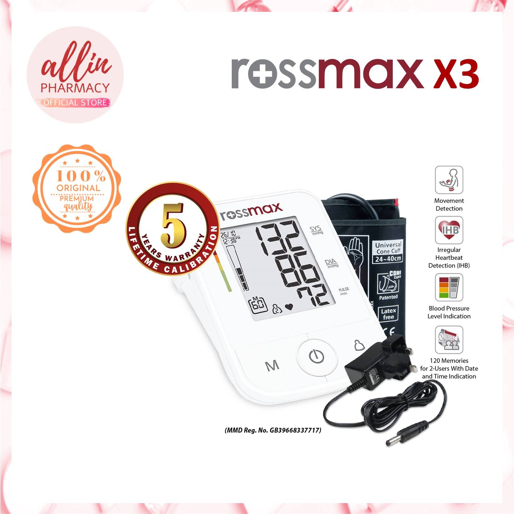 Rossmax Automatic Blood Pressure Monitor X3 + FREE GIFT