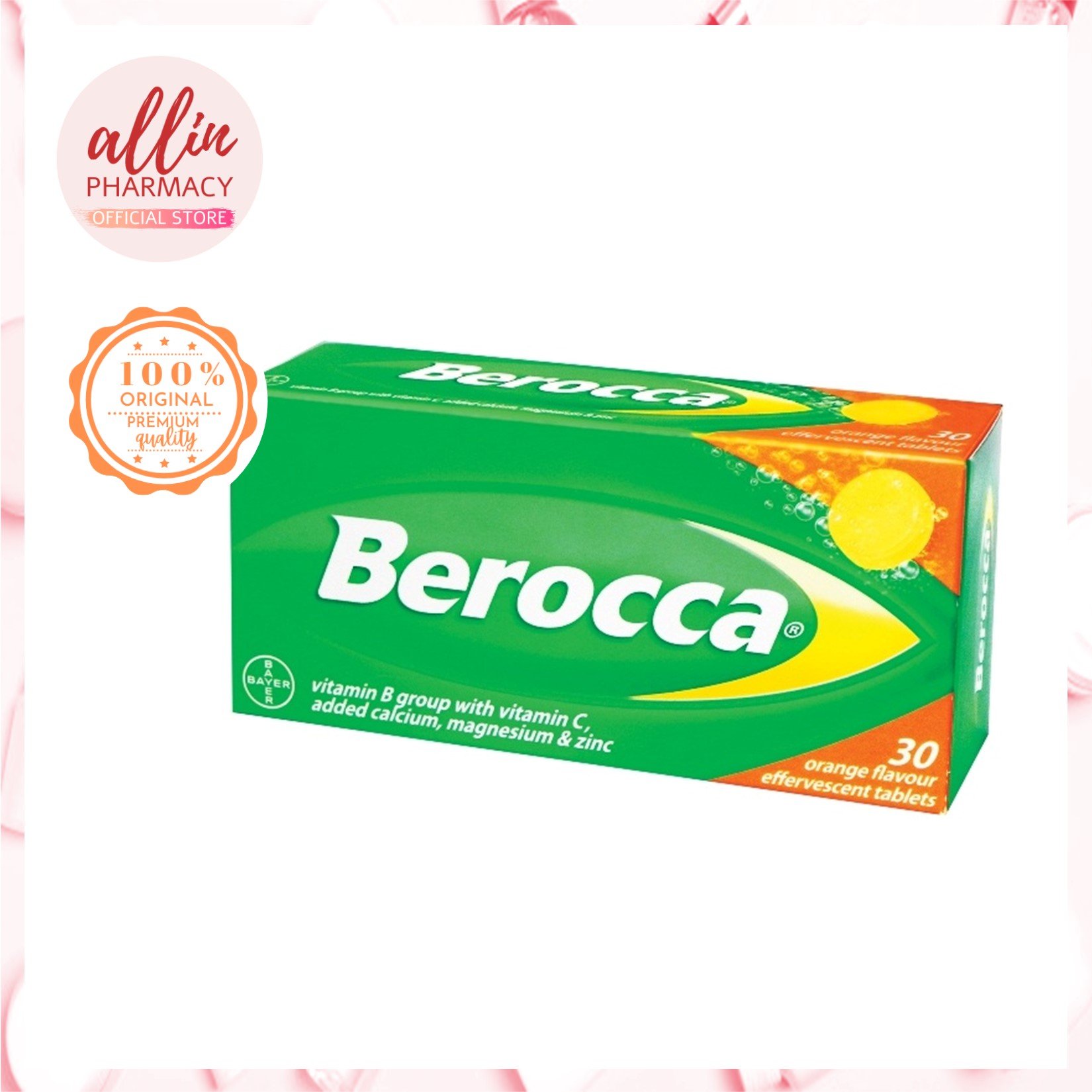 Berocca Effervescent Tablets Orange 30's (EXP 06/25)