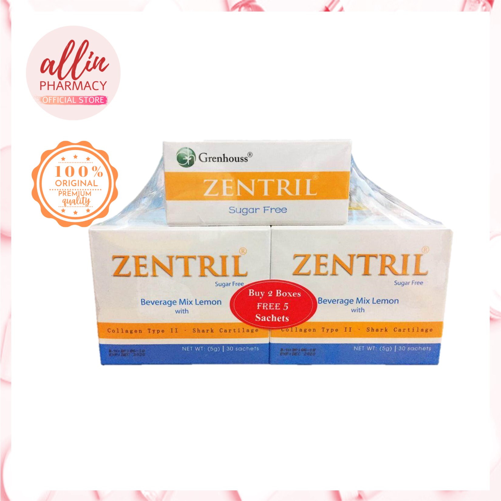 Zentril Collagen II Shark Cartilage Sugar Free 30s X 2 + 5s (EXP 07/26)